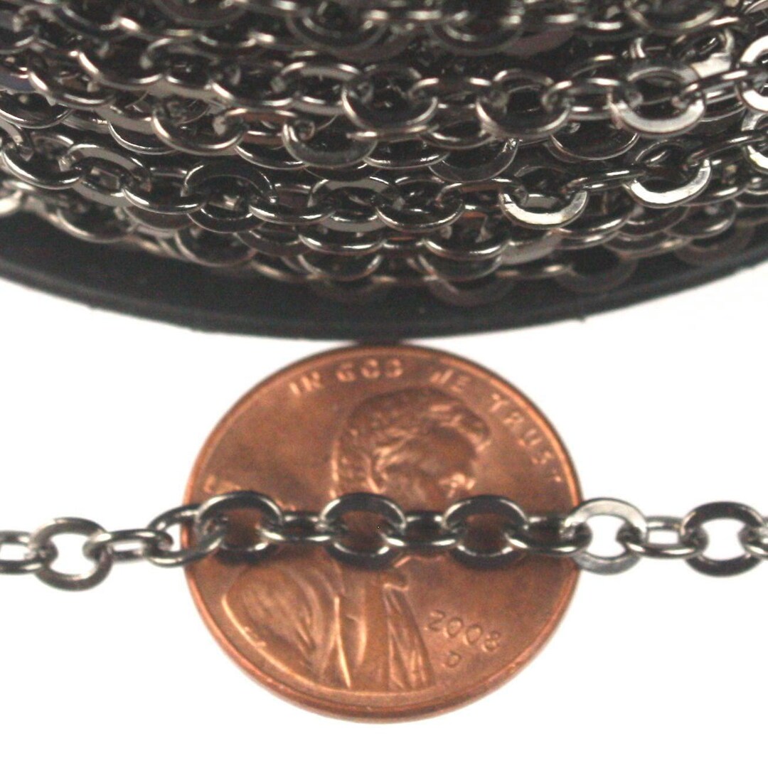 Gunmetal Finish Large BIG Flat Cable Chain - 4x3.5mm SOLDERED Link ...
