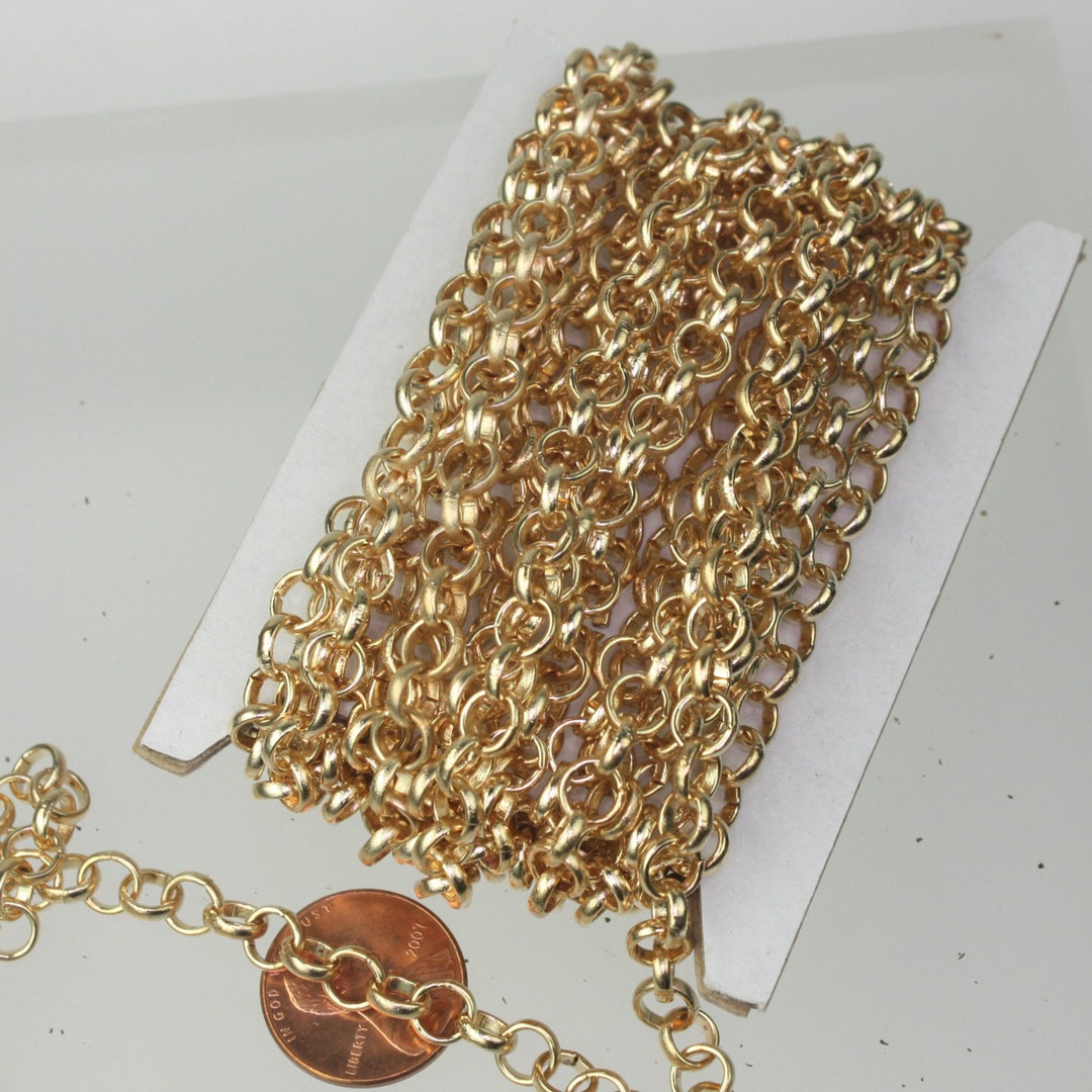 Anti Tarnish Champagne Gold Plated Chunky Rolo Chain - 6mm Unsoldered ...