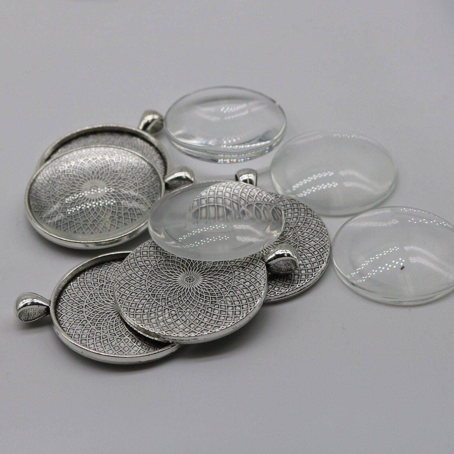 Pendant Big BEZELS Link W/glass Magnifying Domes Cabochon 5 - Etsy