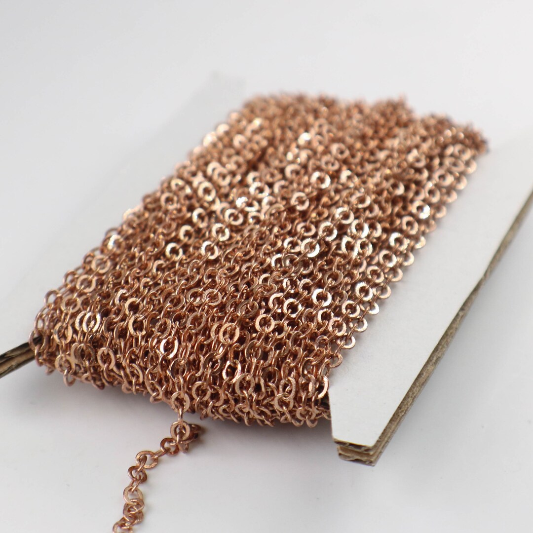 100 Ft Spool of Raw Copper (no Plated) Flat ROUND Soldered Cable Chain ...