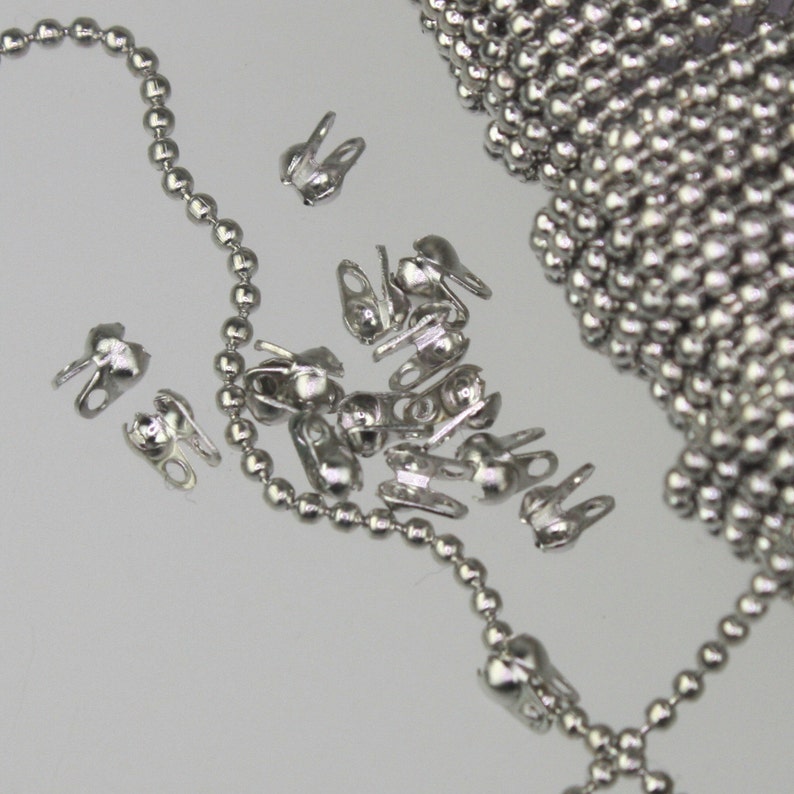 100pcs of Rhodium Plated Ball Chain Connector for ONLY 1.2mm - Etsy