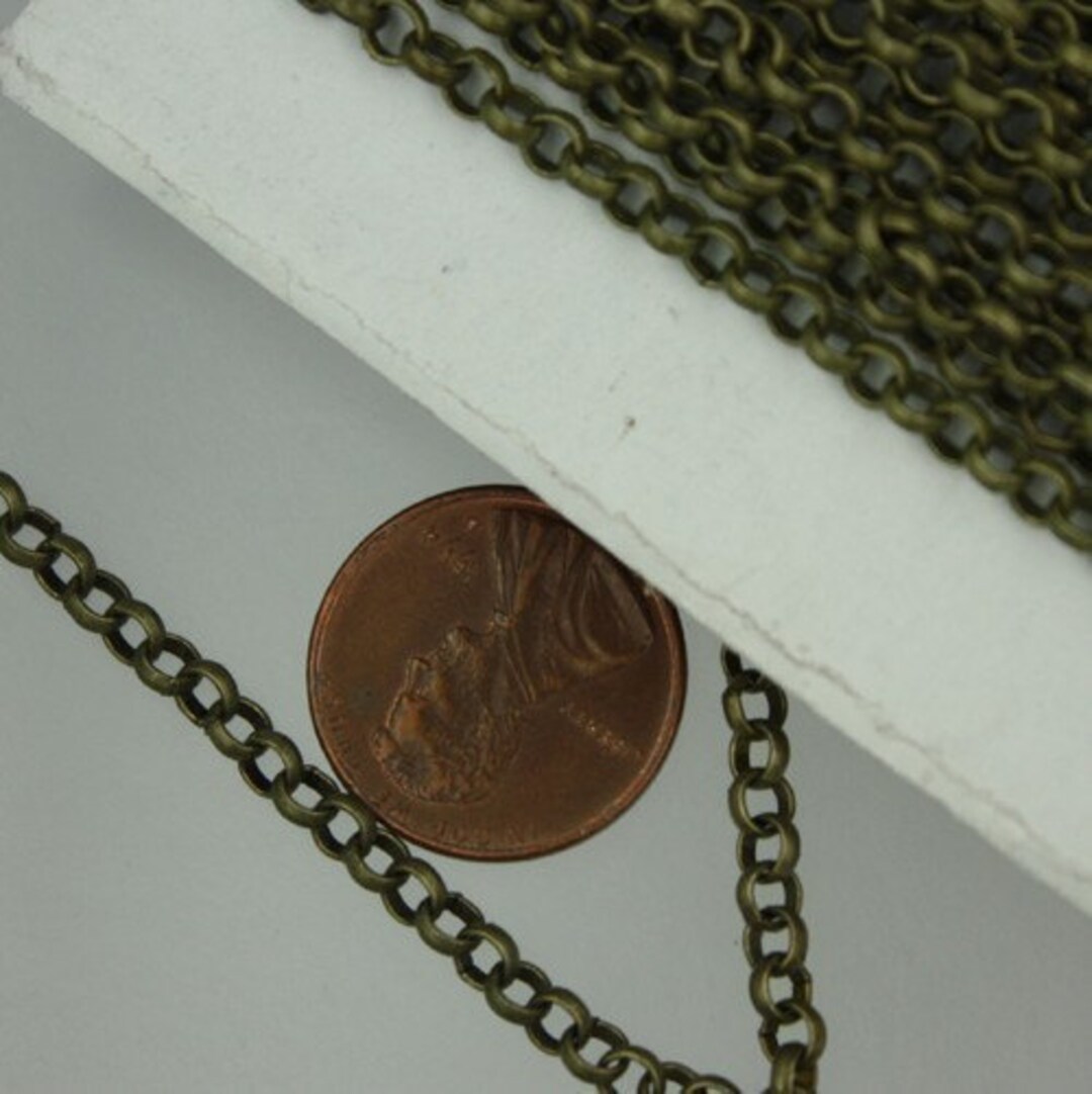 Antique Brass Rolo Chain Bulk Chain 32 Ft of Rolo Bronze - Etsy