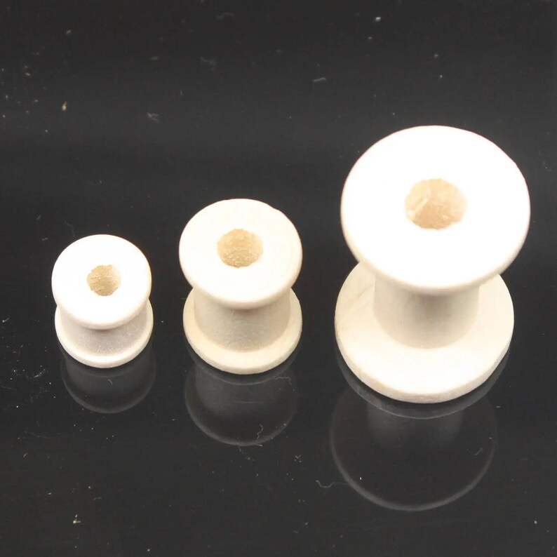 Unfinished Wood Spools: Empty Thread, Cord & Wire Bobbins 10 Pcs - Bulk ...