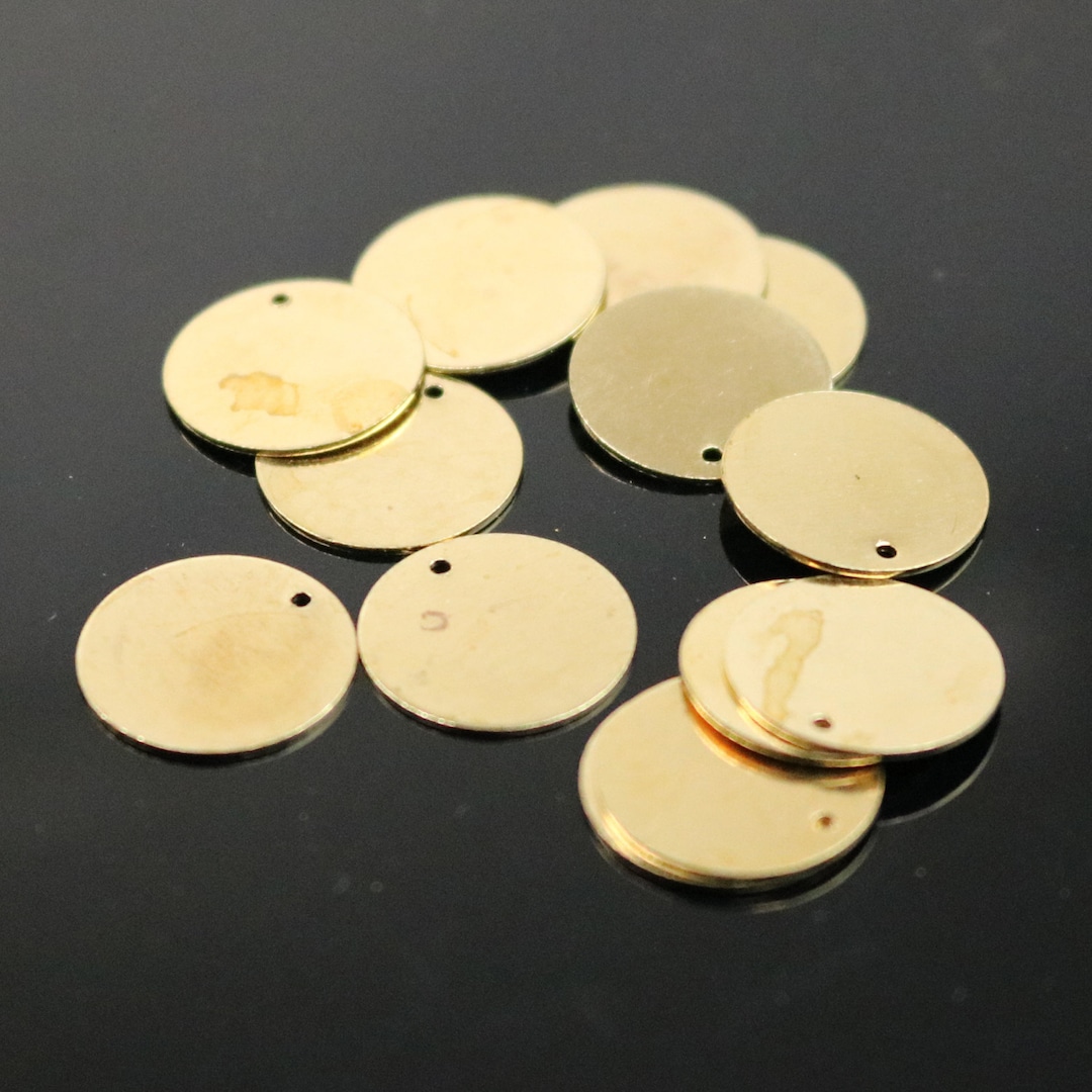 10 Pcs BRASS Blanks Disc - 1/2 Inch (13mm) 0.5mm 24G 24 Gauge Thickness ...