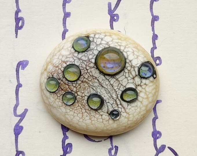 Rainbow Blobs Ivory Glass Handmade Lampwork Glass Cabochon Embroidery ...