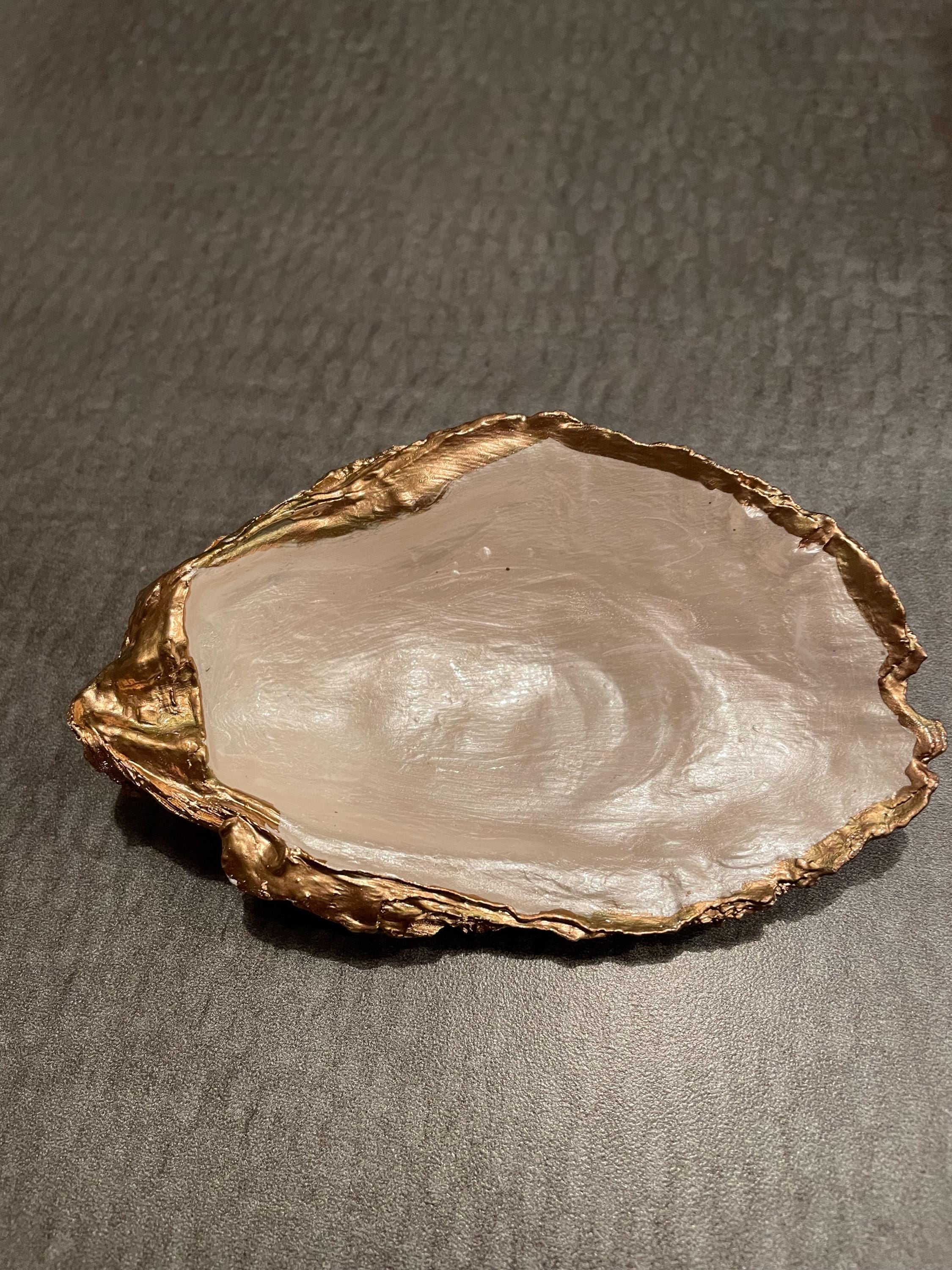 One Oyster Shell Trinket Dish With Gold Gilding and Gold Initial, Make ...