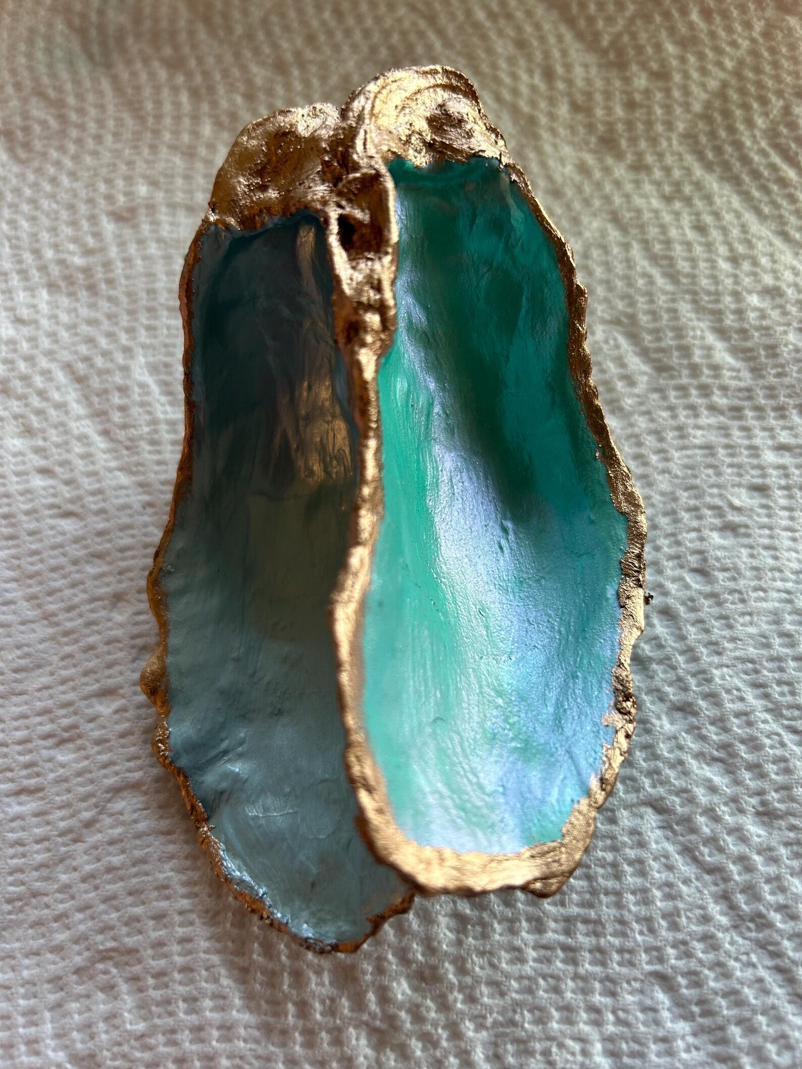 One Oyster Shell Trinket Dish With Gold Gilding and Gold Initial, Make ...