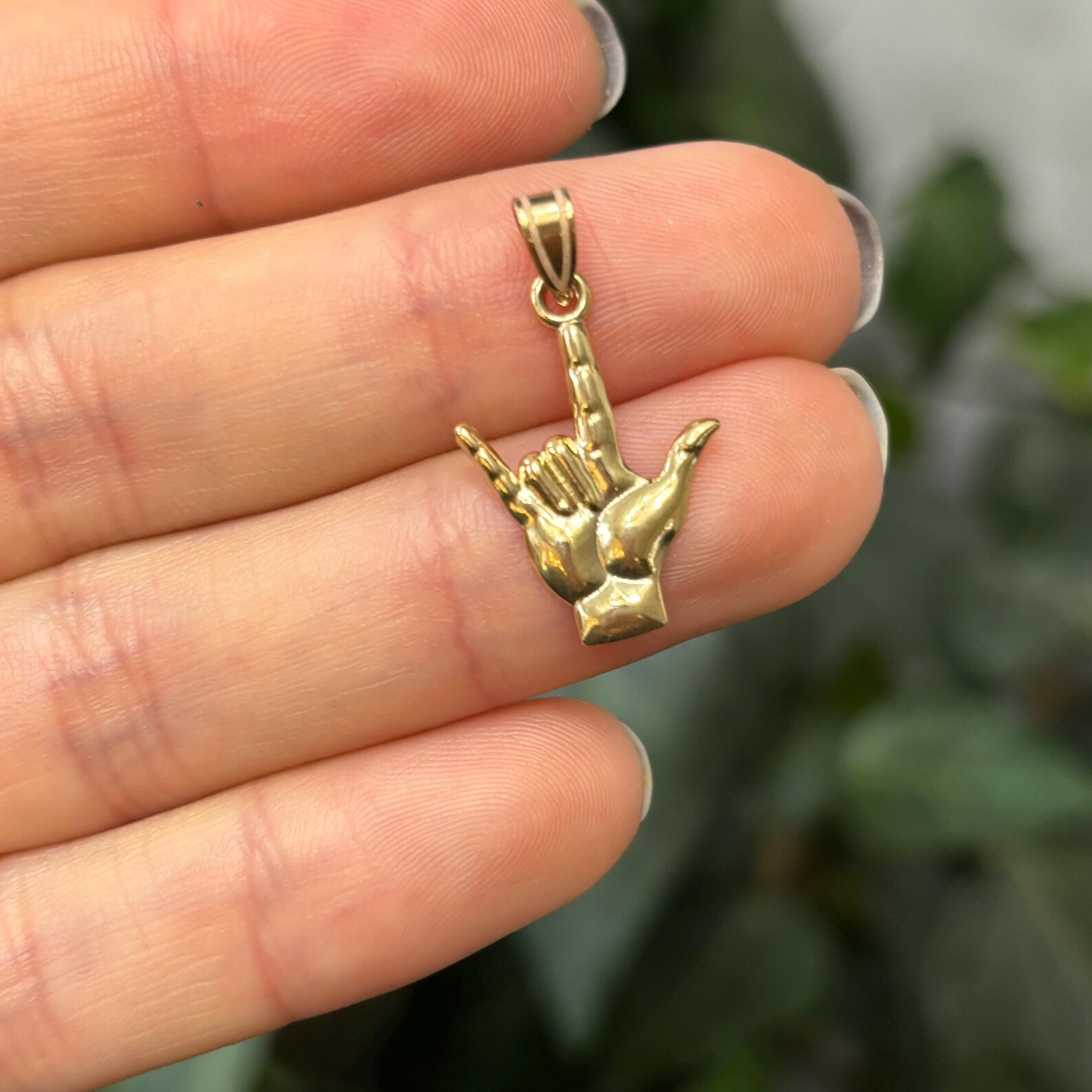14k Gold I Love You Sign Language Charm Pendant - Etsy