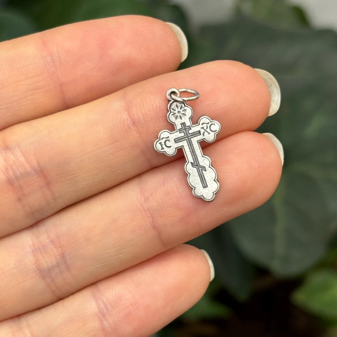 Sterling Silver Eastern Orthodox Cross Charm Pendant 20mm - Etsy
