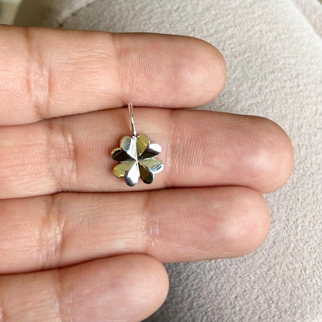 Sterling Silver Four Leaf Clover Modern Charm Pendant - Etsy