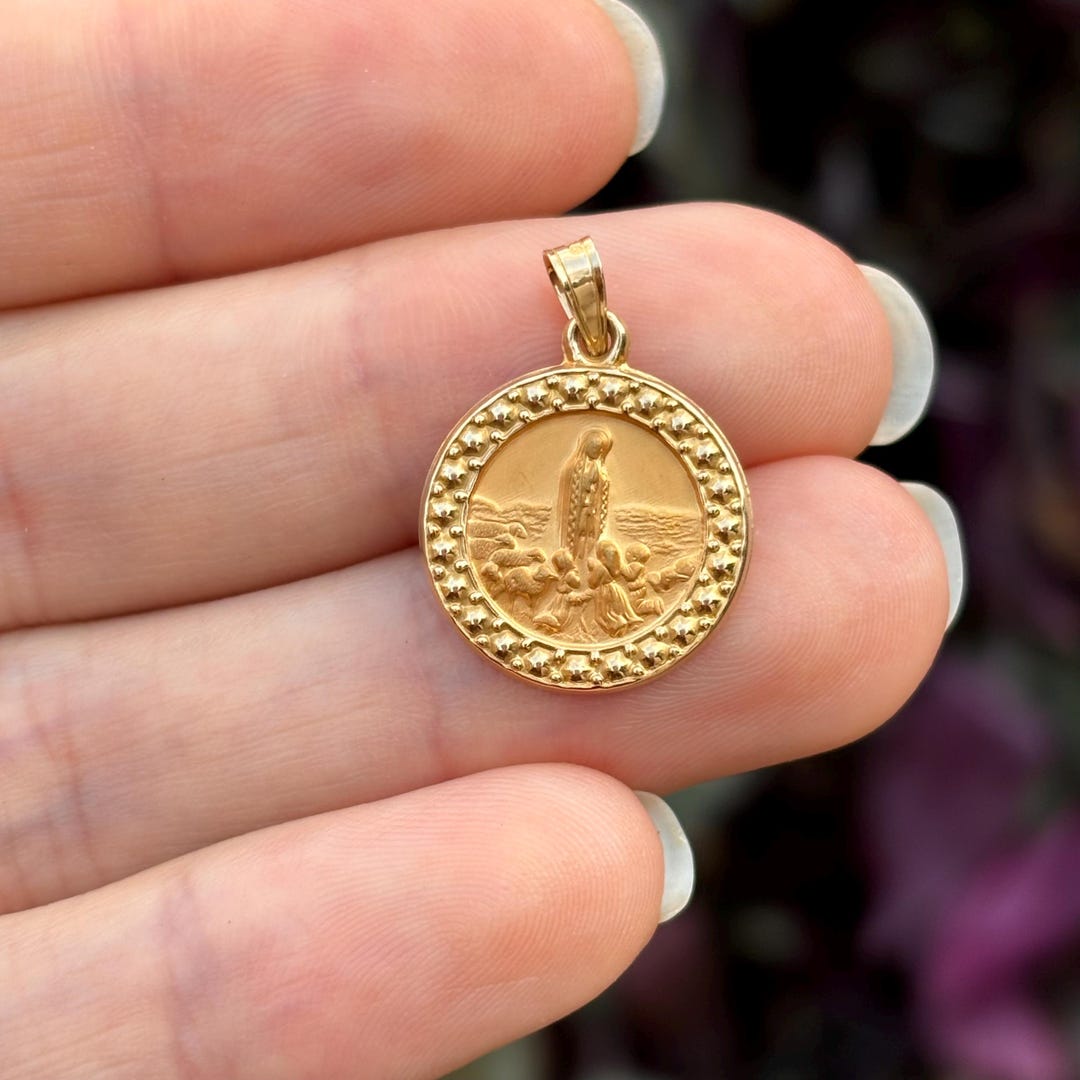 14k Gold St Anthony Beaded Round Medal Charm Pendant - Etsy