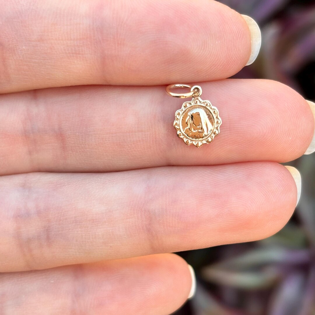 10k Gold Our Lady of Sorrows Medal Charm Pendant Mini - Etsy