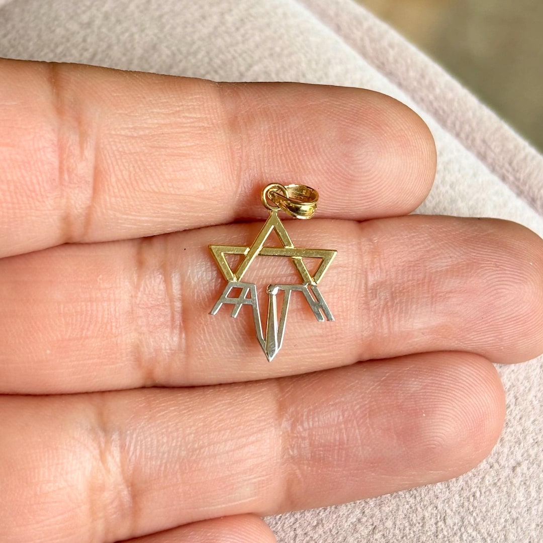 10k Yellow Gold Half Star of David and Rhodium Faith - Etsy