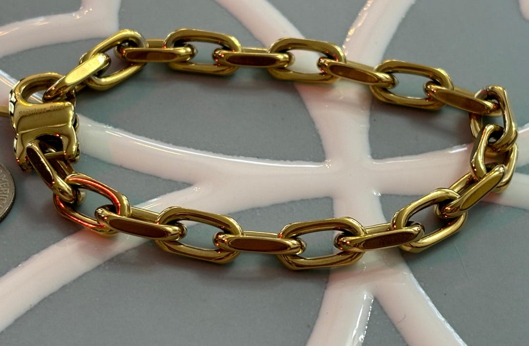 Chisel Stainless Steel Polished Yellow Open Link Bracelet - Etsy