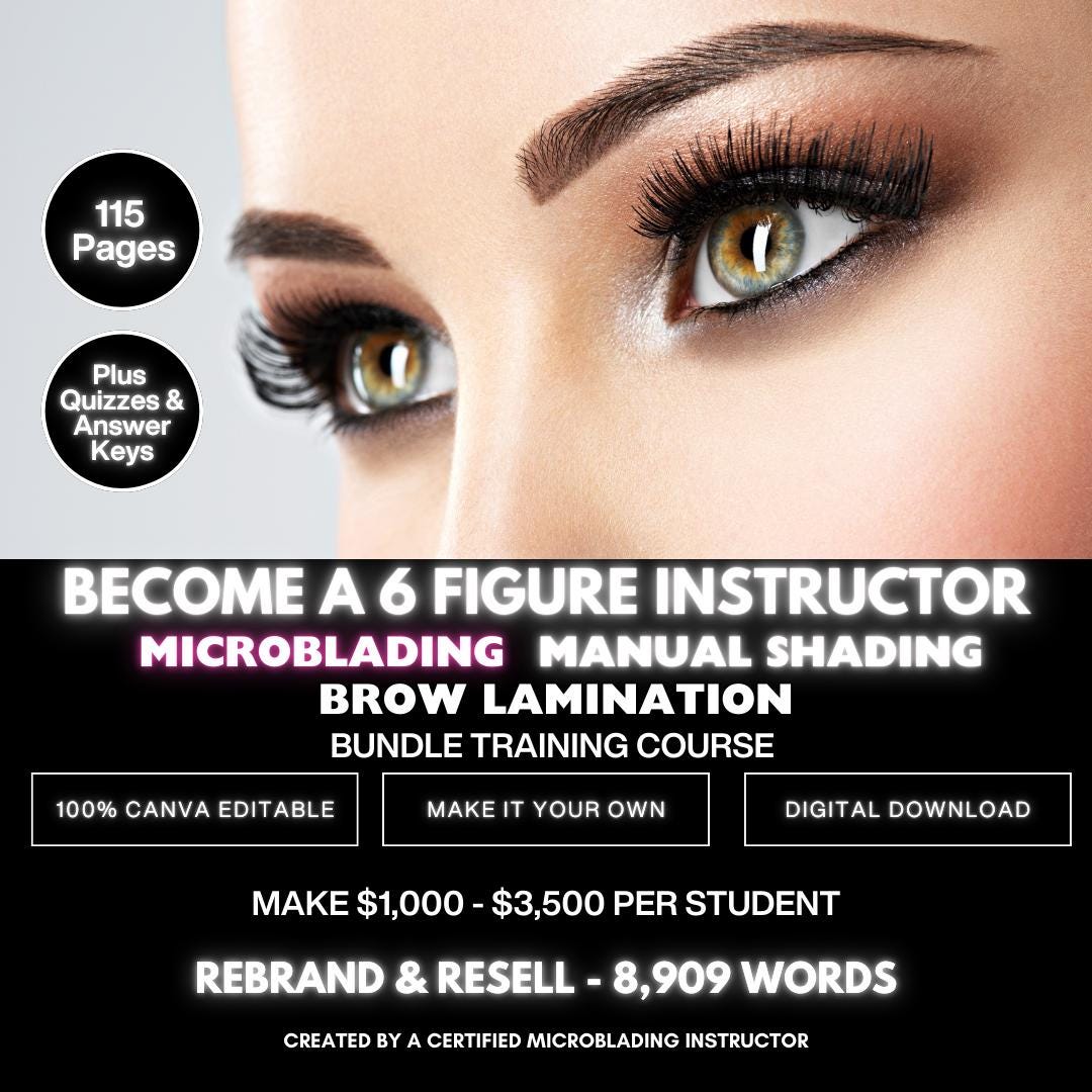 For Certified Microbladers, Microblading Training Course PLR, Manual Shading, Brow Lamination ...