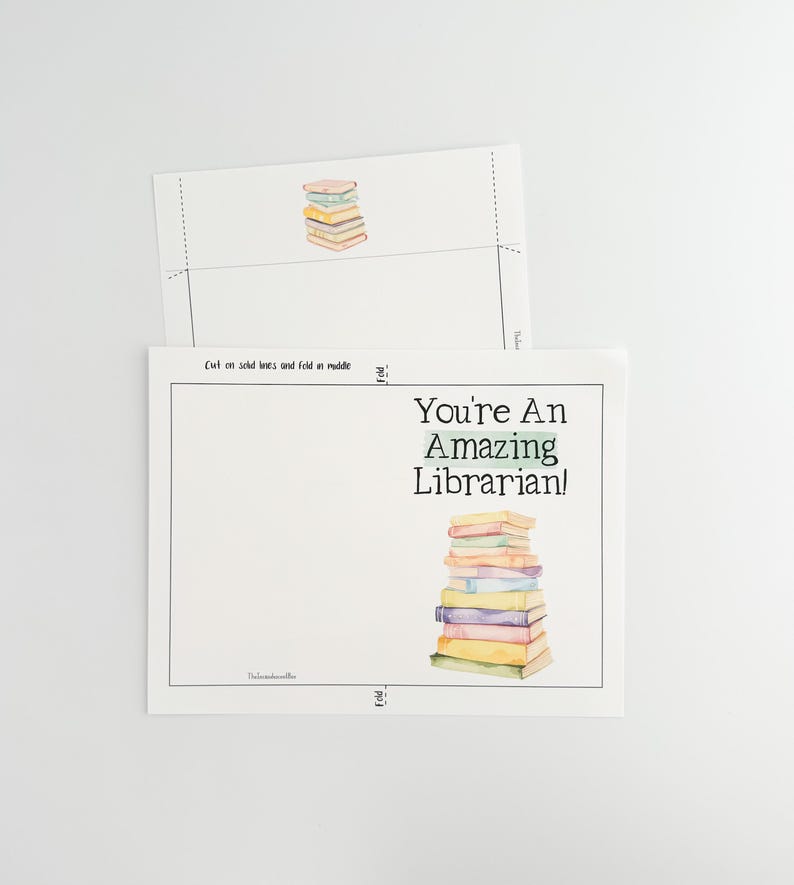 Printable Librarian Card, Card for Librarian, Librarian Appreciation - Etsy
