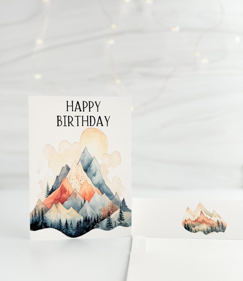 Printable Birthday Card, Mountain Birthday Card, Happy Birthday Card ...