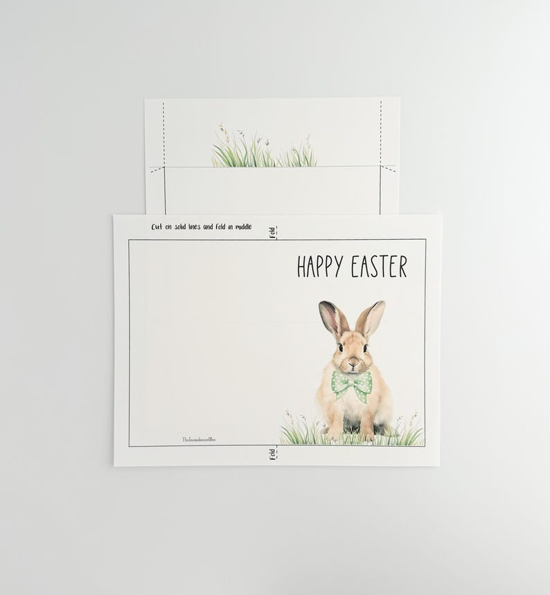 Printable Easter Card, Happy Easter Card, Easter Rabbit Card, Cute ...