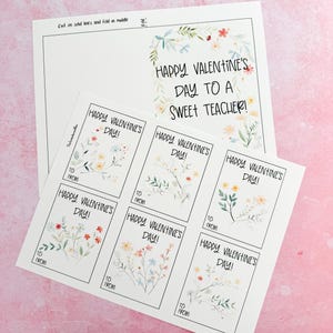Printable Valentine's Cards, Classroom Valentines, Floral Valentine ...