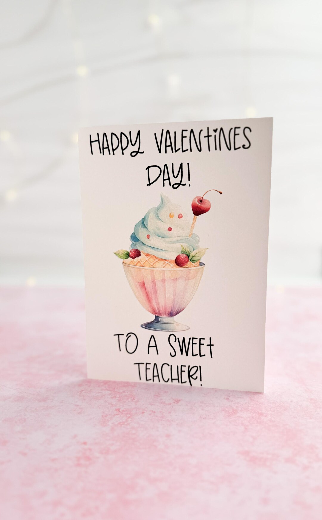 Printable Valentine Card for Teacher, Ice Cream Valentine Card, Card ...