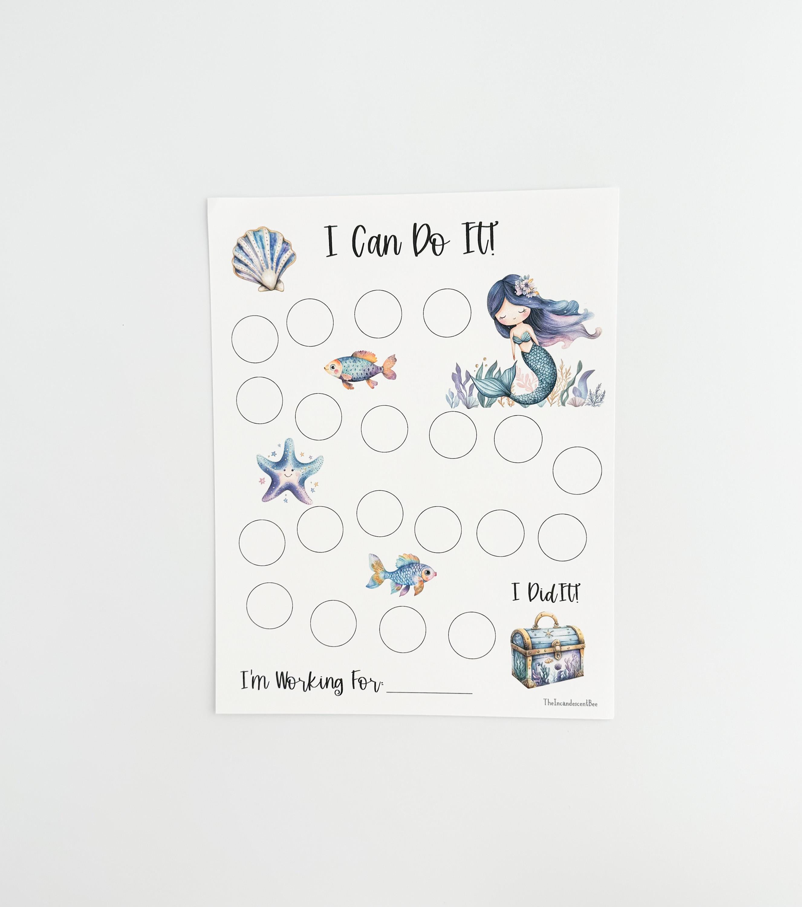 Printable Mermaid Reward Chart, Mermaid Reward Chart, Goal Chart ...