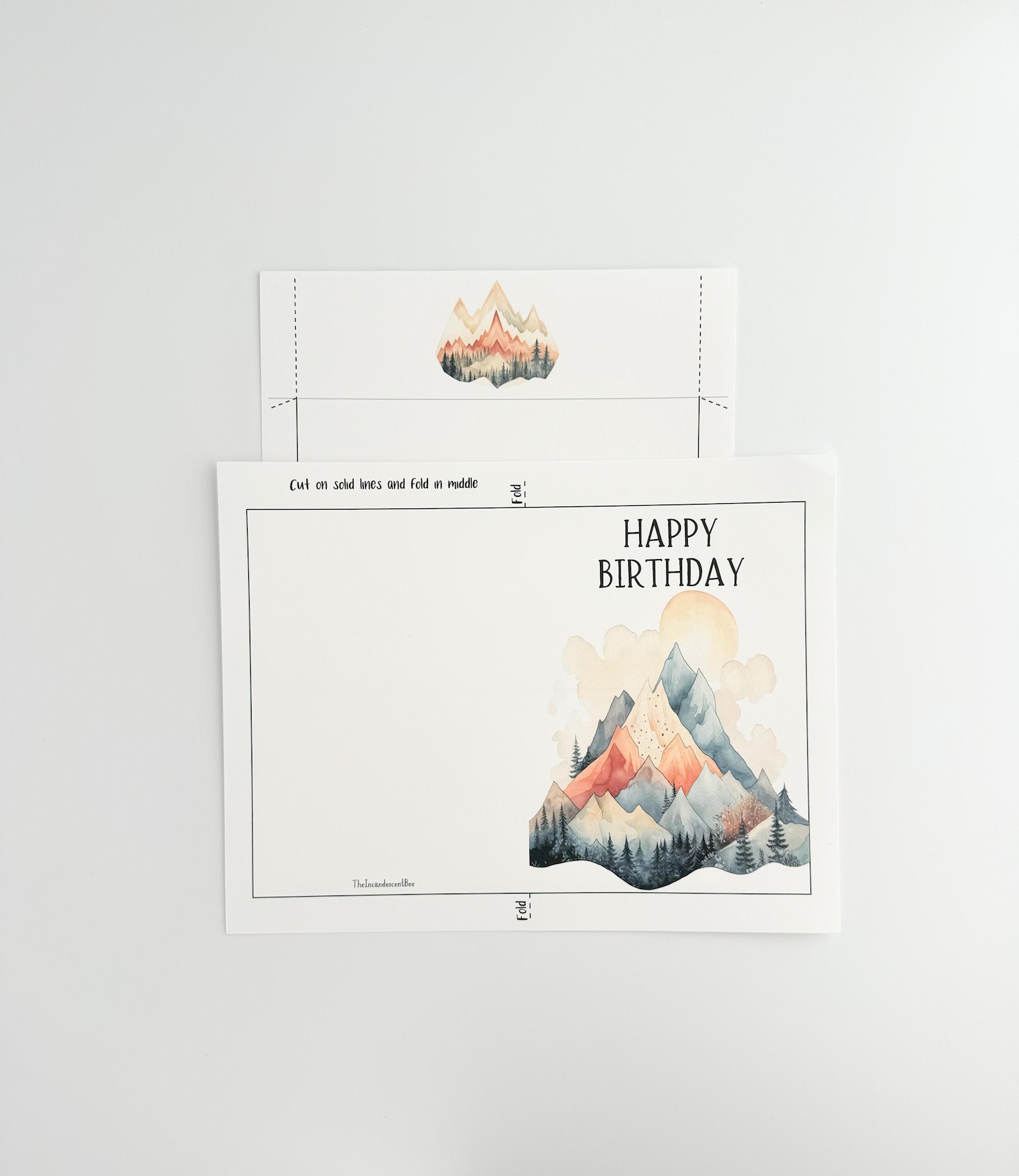 Printable Birthday Card, Mountain Birthday Card, Happy Birthday Card ...