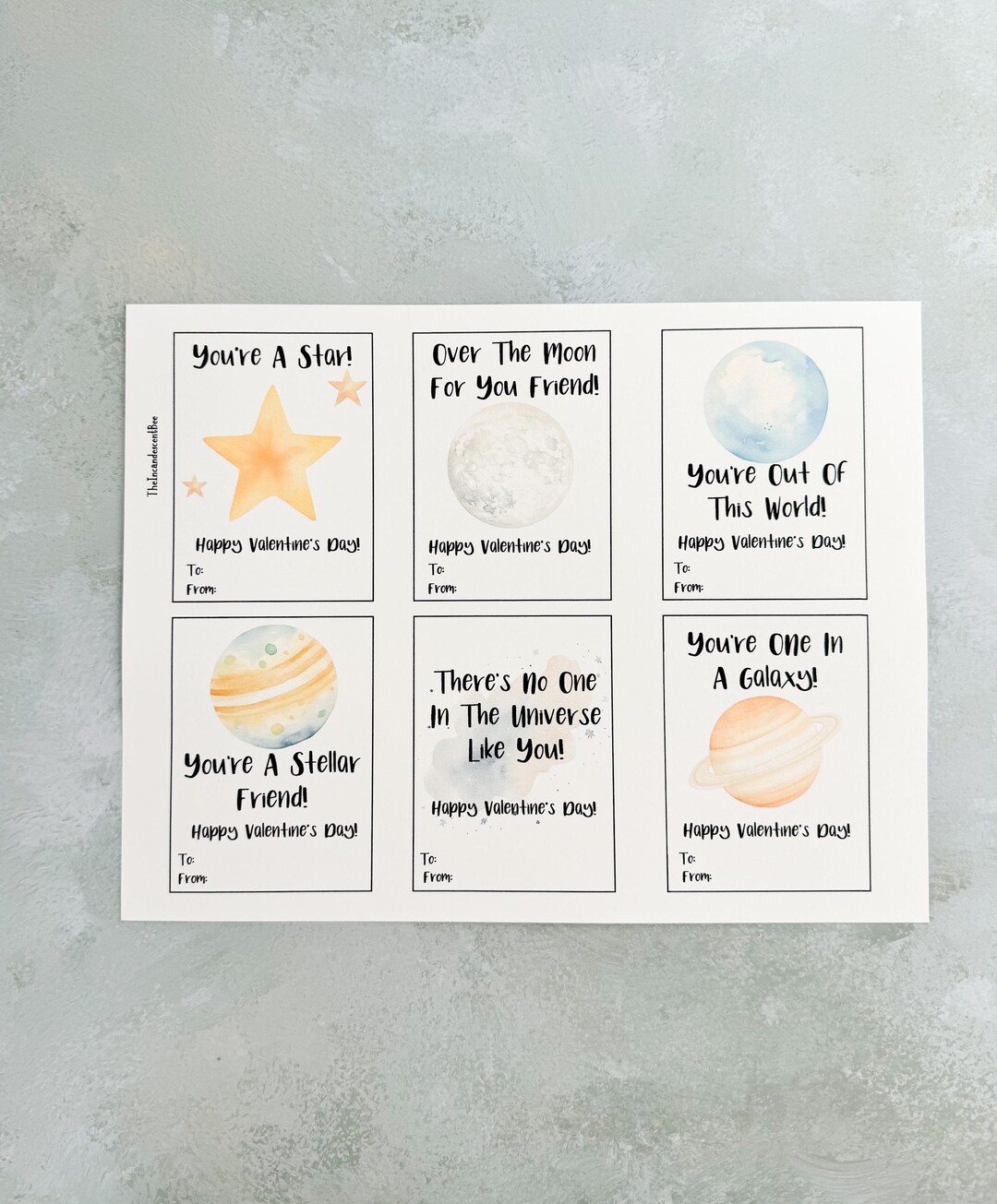 Printable Valentine's Cards, Classroom Valentine's Cards, Space ...