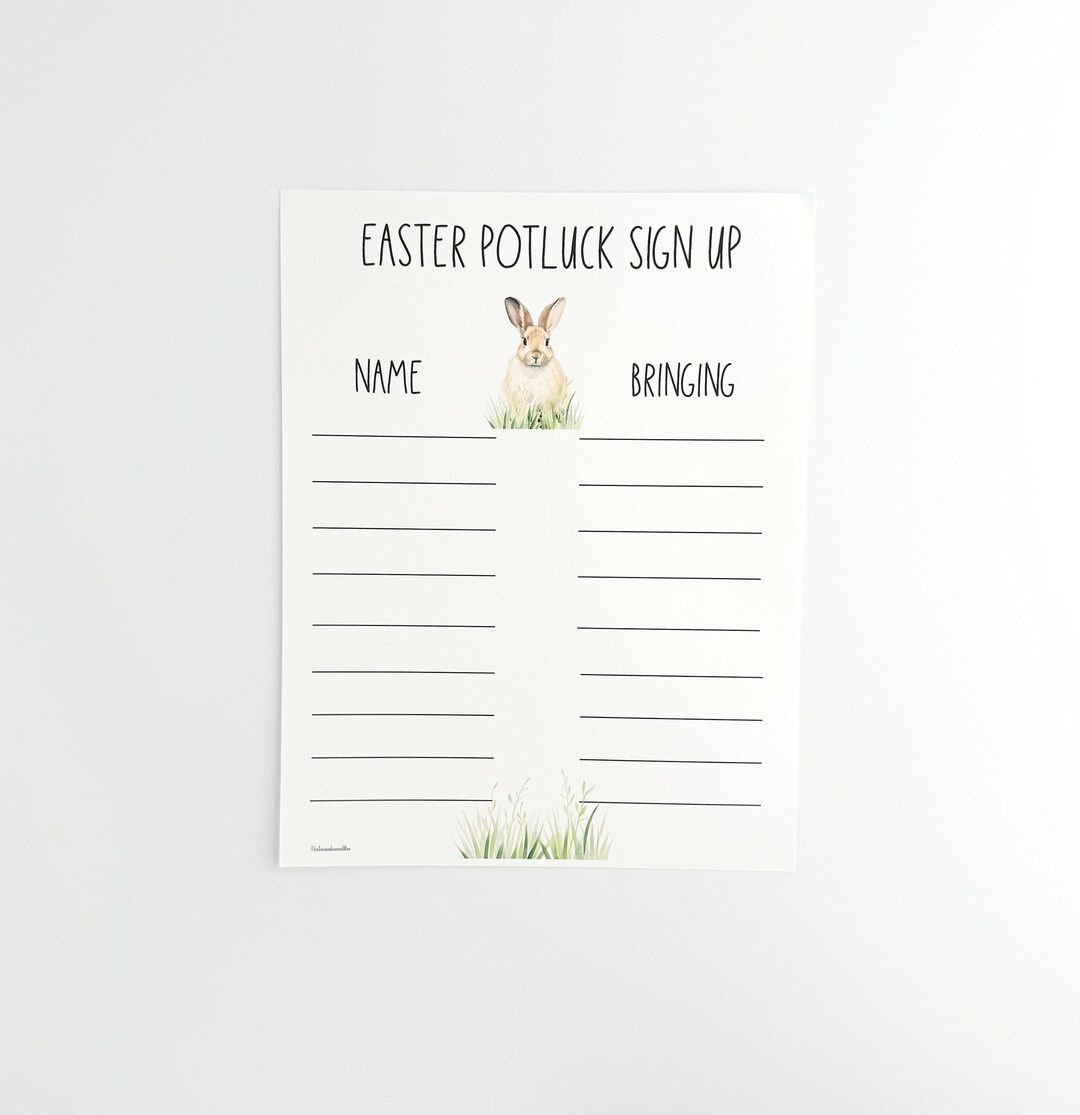 Printable Easter Potluck Sign up Sheet, Easter Potluck, Potluck Sign Up ...