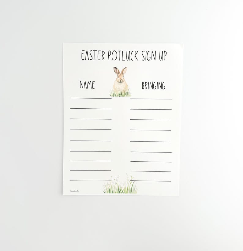 Printable Easter Potluck Sign up Sheet, Easter Potluck, Potluck Sign Up ...