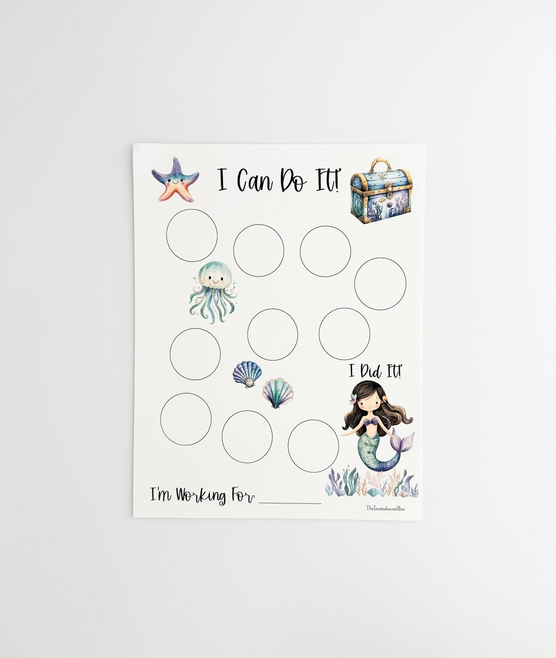 Printable Mermaid Reward Chart, Mermaid Reward Chart, Goal Chart ...