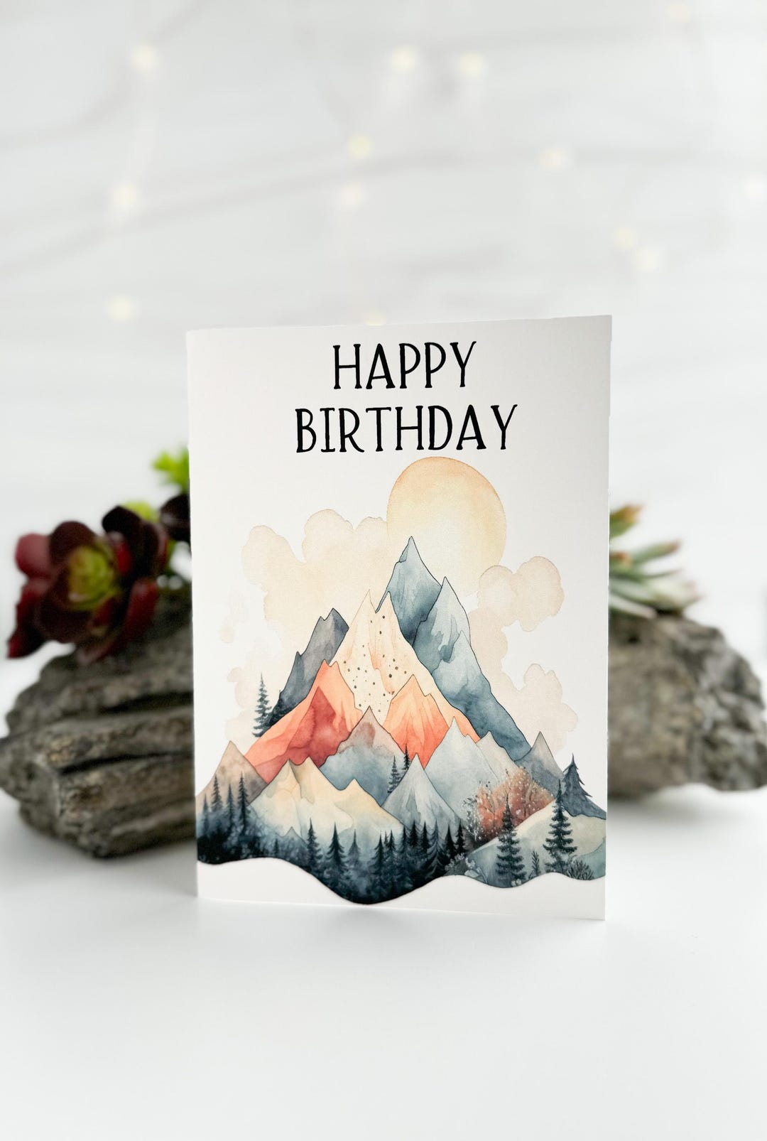 Printable Birthday Card, Mountain Birthday Card, Happy Birthday Card ...