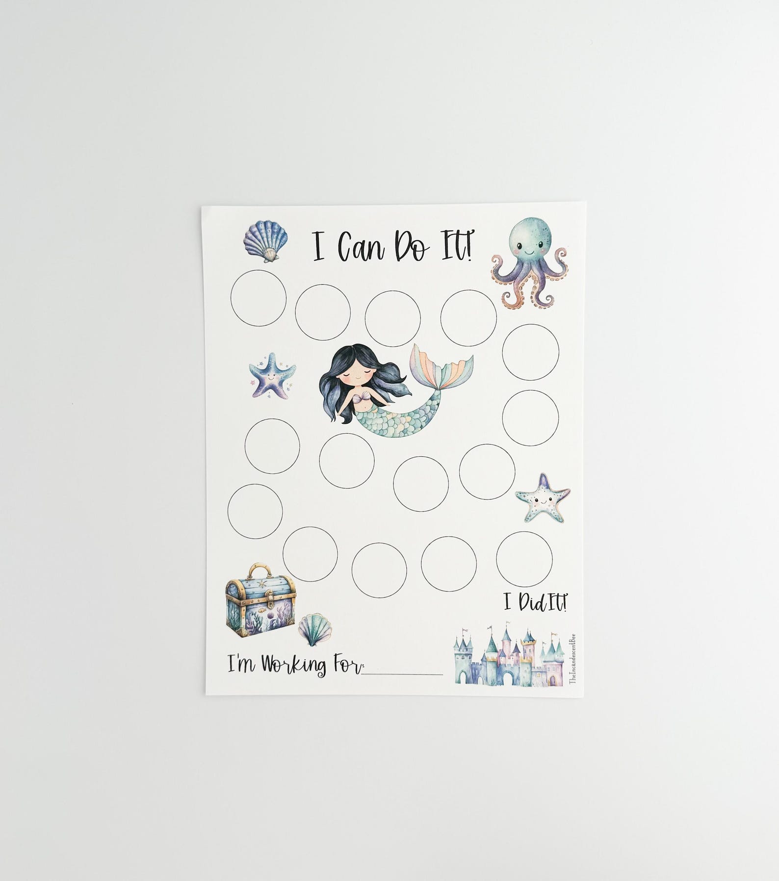 Printable Mermaid Reward Chart, Mermaid Reward Chart, Goal Chart ...