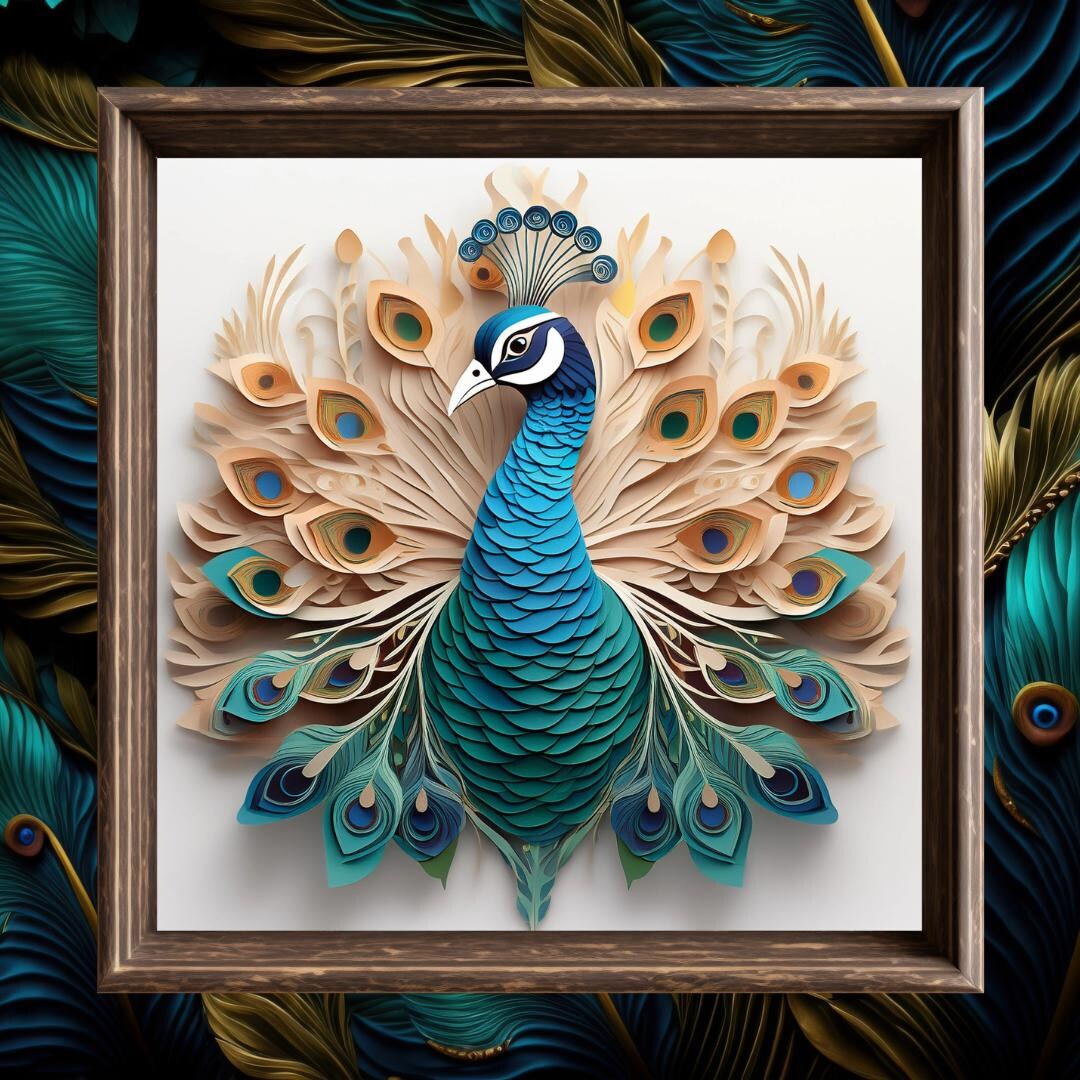 Peacock Papercraft Style | Printable Art | Kids Room Decor | Nursery ...