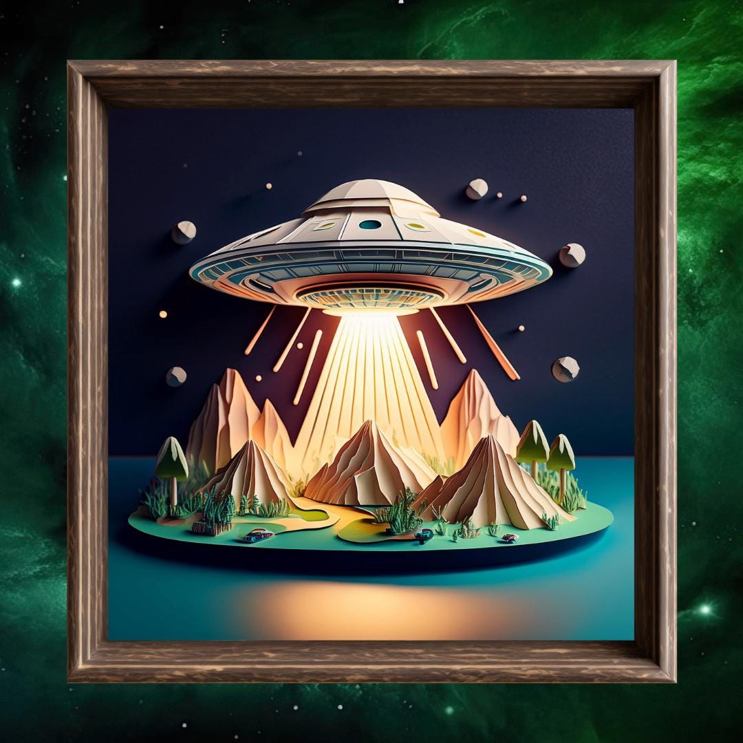 UFO Papercraft Style | Printable Art | Kids Room Decor | Nursery Baby ...