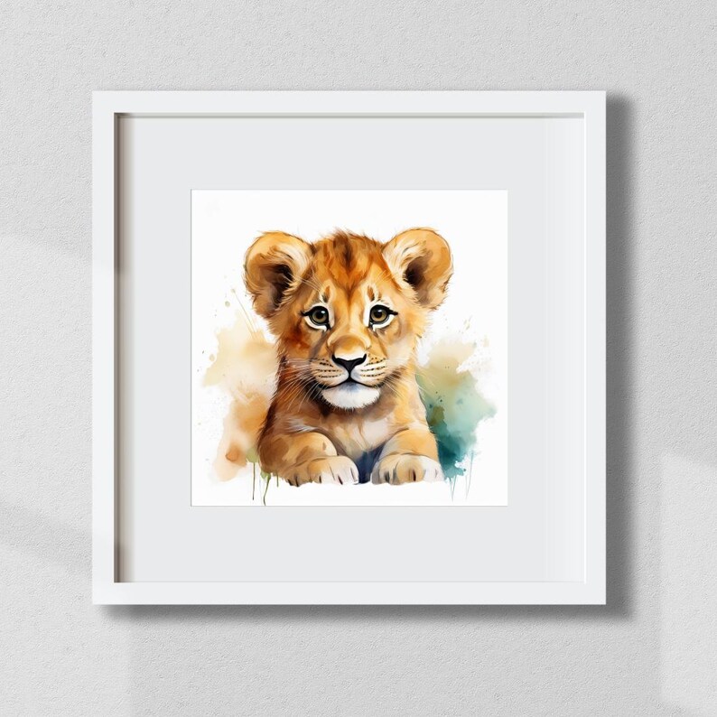 Lion Cub Watercolor | Printable Art | Kids Room Decor | Nursery Baby ...
