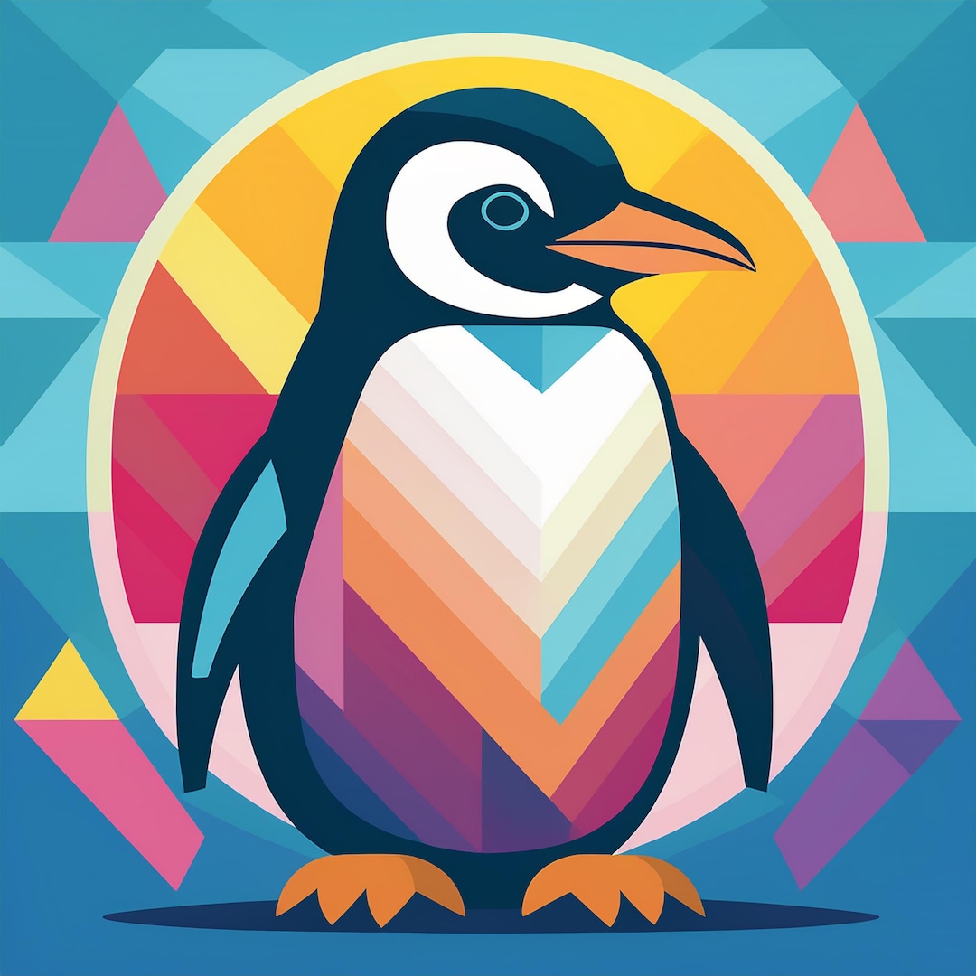 Penguin Geometric Style | Printable Art | AI Art | Kids Room Decor ...