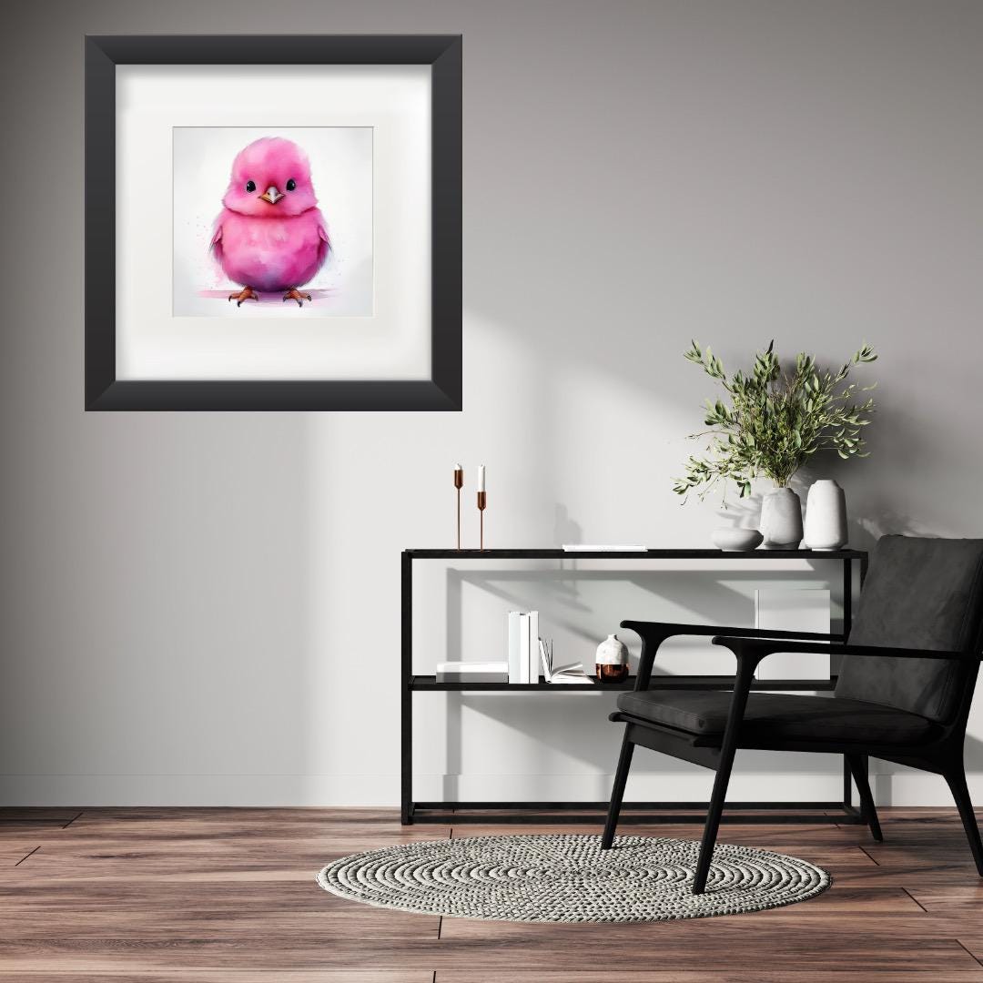 Pink Baby Bird Watercolor Printable Art Kids Room Decor Nursery Baby ...