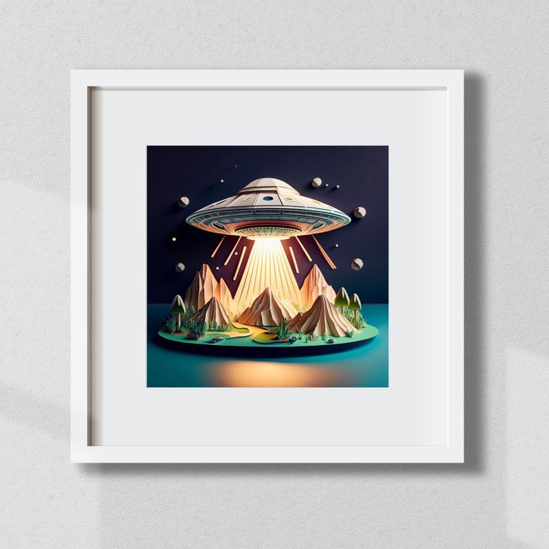 UFO Papercraft Art Print | Kids Nursery Decor (digital Download) - Etsy ...