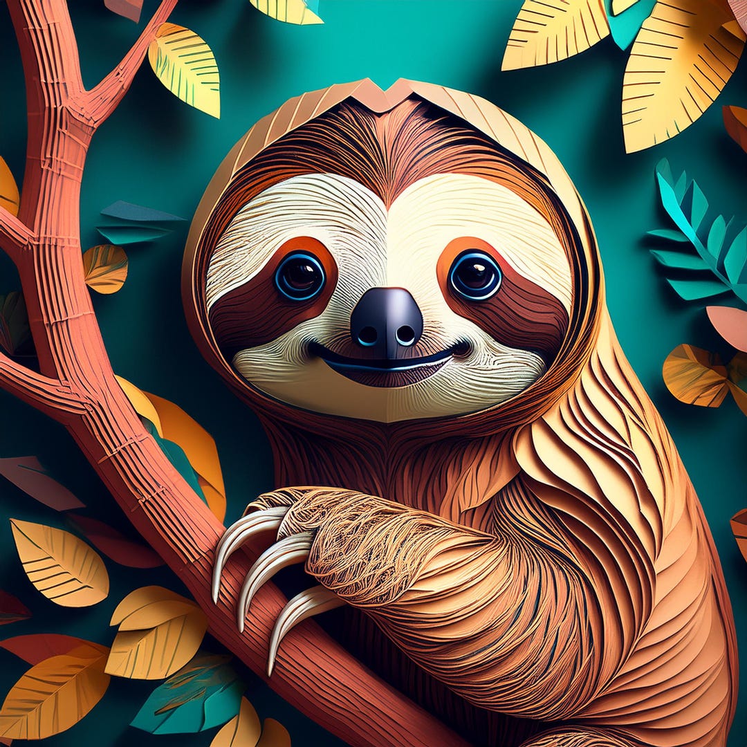 Sloth Papercraft Art Print | Kids Nursery Decor (digital Download) - Etsy
