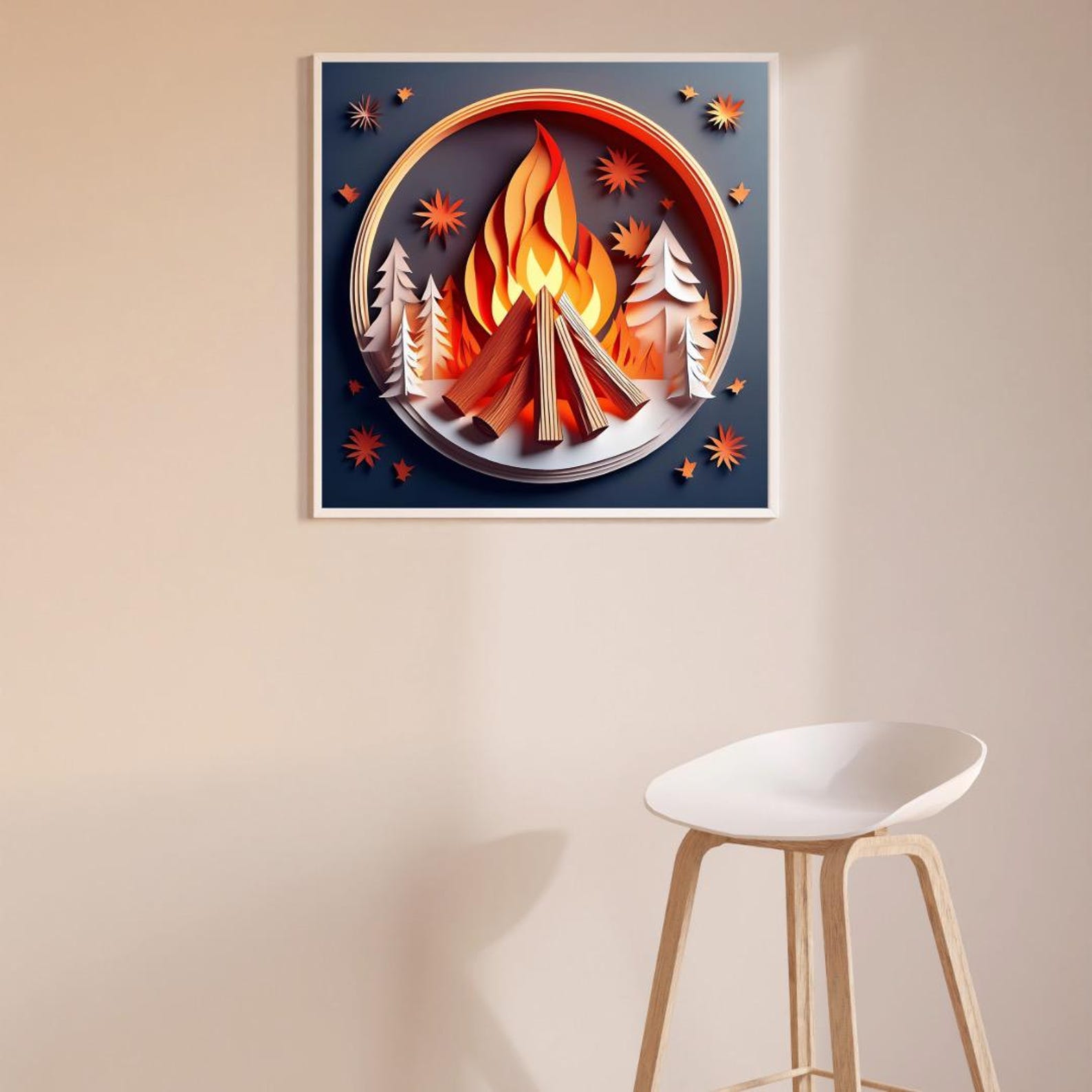 Campfire Papercraft Style | Printable Art | Kids Room Decor | Bedroom ...