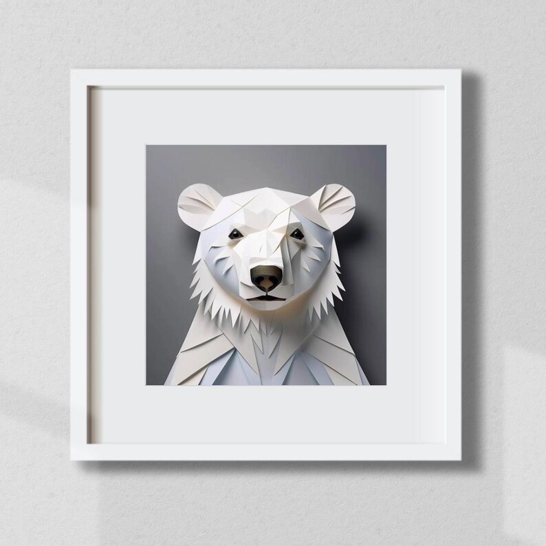 Polar Bear Papercraft Style | Printable Art | Kids Room Decor | Nursery ...