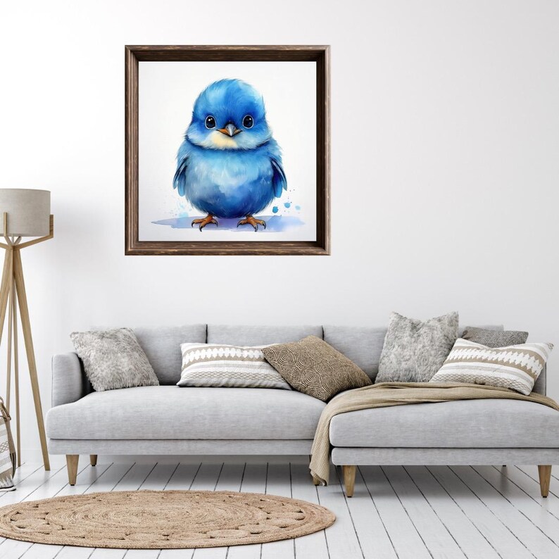 Blue Baby Bird Watercolor | Printable Art | Kids Room Decor | Nursery ...