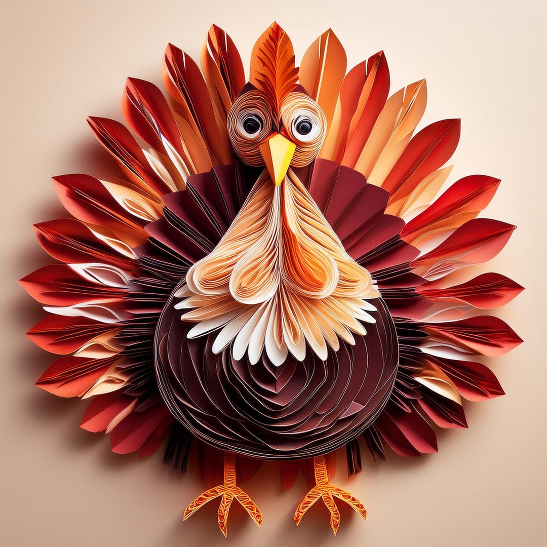 Turkey Papercraft Style Printable Art Kids Room Decor Nursery Baby Room ...