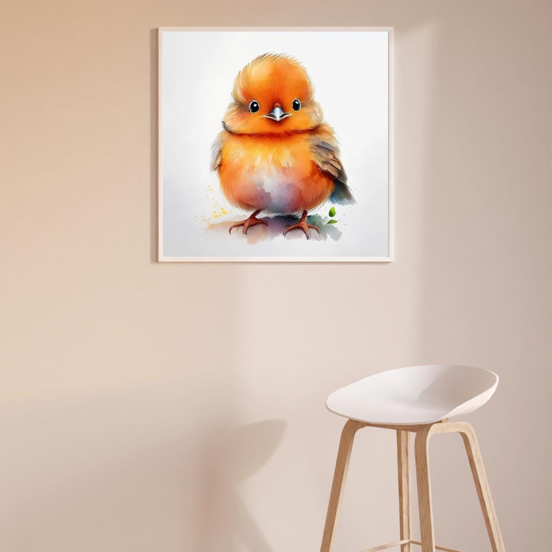 Orange Baby Bird Watercolor | Printable Art | Kids Room Decor | Nursery ...