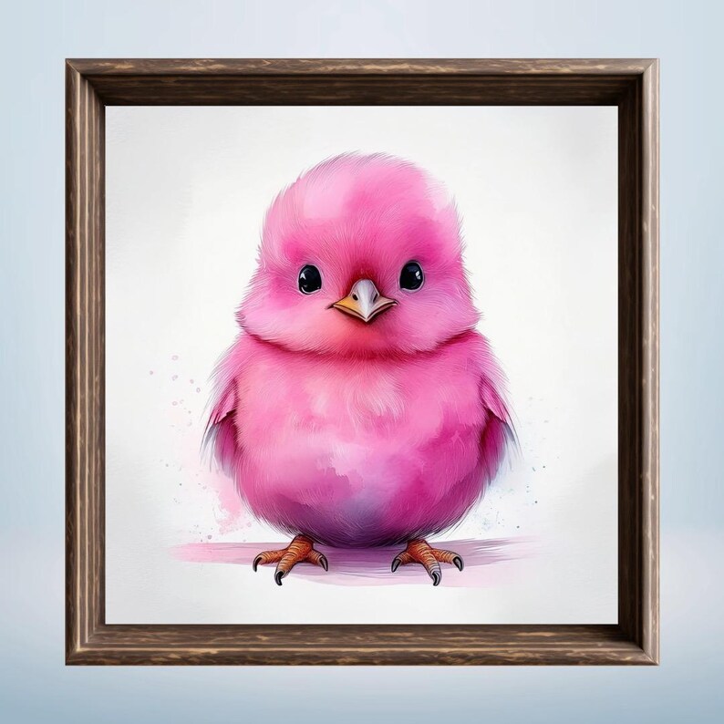 Pink Baby Bird Watercolor Printable Art Kids Room Decor Nursery Baby ...