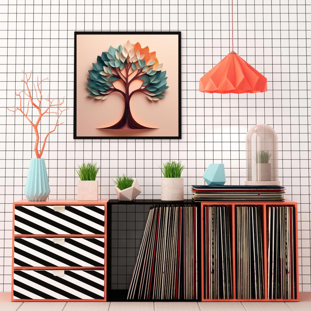 Colorful Tree Papercraft Style | Printable Art | Kids Room Decor ...