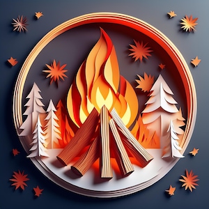 Campfire Papercraft Style | Printable Art | Kids Room Decor | Bedroom ...
