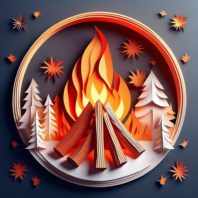 Campfire Papercraft Style | Printable Art | Kids Room Decor | Bedroom ...
