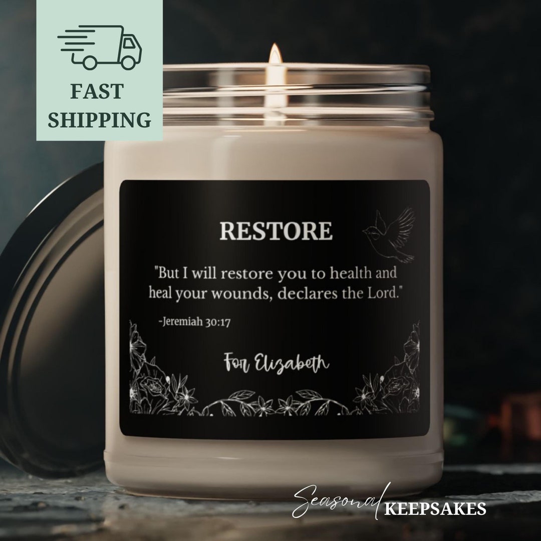 Religious Candle for Women, Restoration Candle, Bible Verse Gifts ...