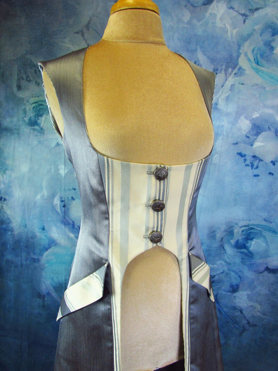 Blue Victorian Coat | Corset Coat | Blue Duster Coat | Long Vest Coat ...